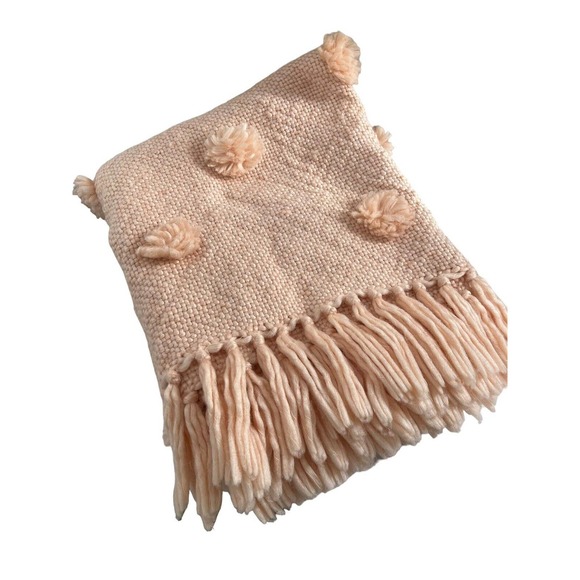 Pier 1 | Bedding | Pier Imports Dusty Rose Pink Floral Pom Pom Fringe ...